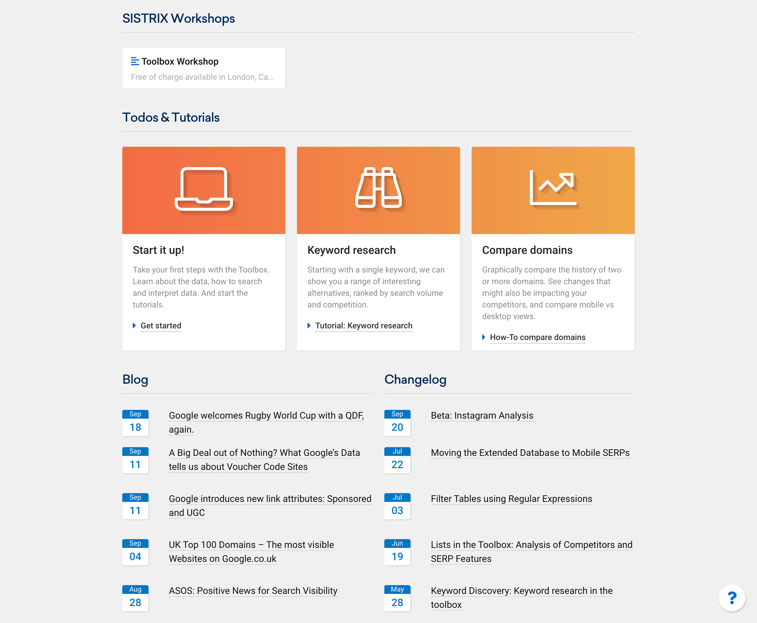 The SISTRIX Interface - Understand the Start Page - SISTRIX