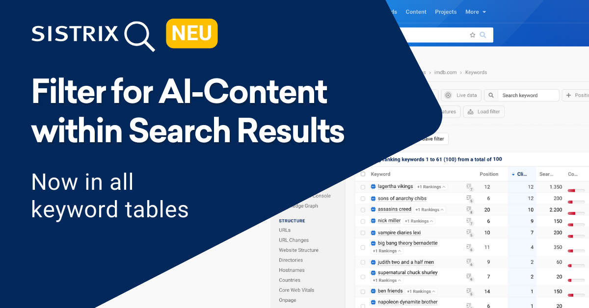NEW: New Filter for AI-Content within Search Results - SISTRIX
